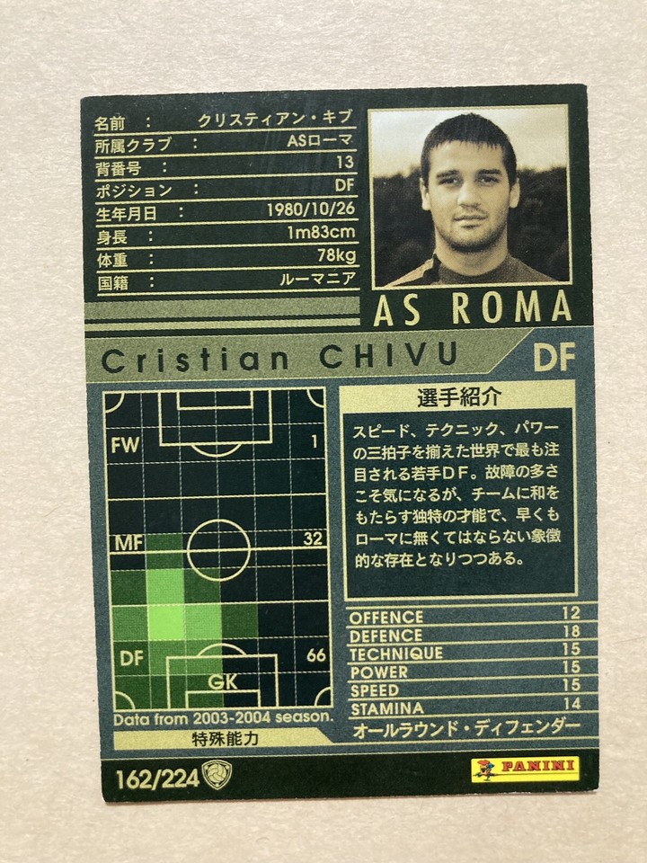 Cristian Chivu 2004-2005 04-05 Panini WCCF Soccer Card Rare AS Roma | eBay