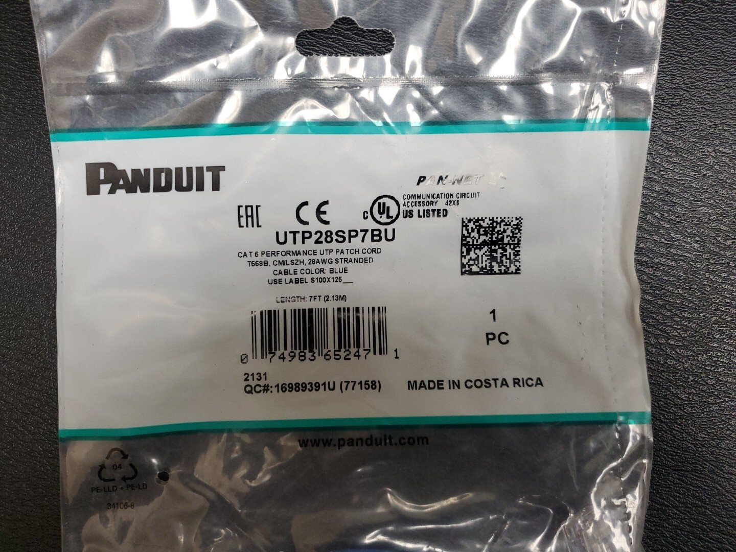 Panduit UTP28SP7BU Cat 6 28 AWG UTP Patch Cord 7 FT for sale online | eBay
