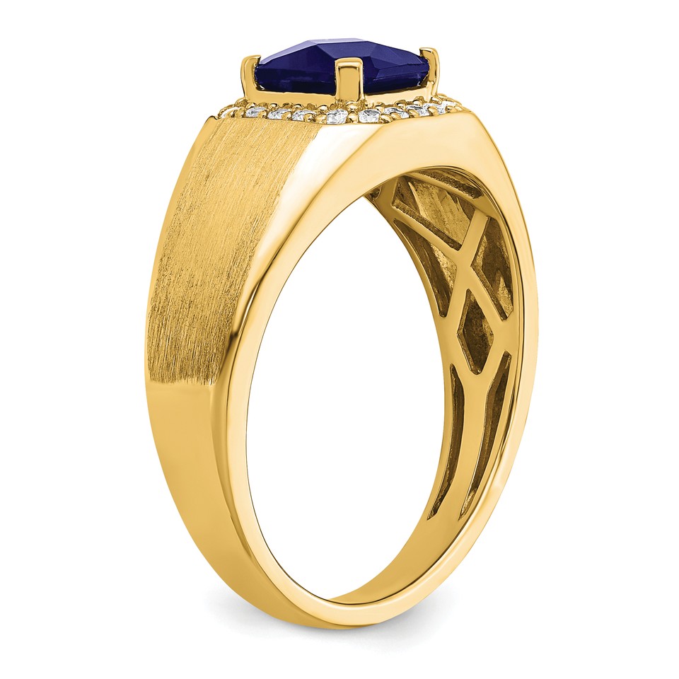 Lex & Lu 14k Yellow Gold Created Sapphire & Diamond Men's Ring LAL4806 ...