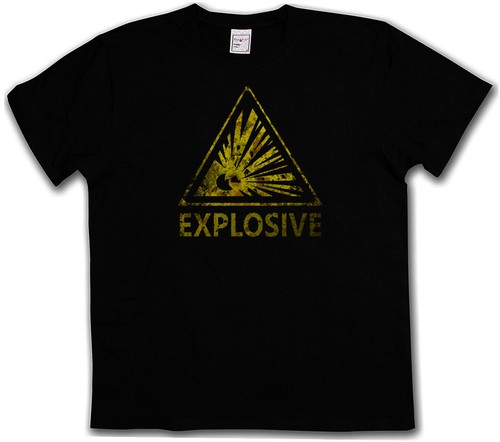 CAUTION EXPLOSIVE VINTAGE LOGO SIGN T-SHIRT - Warning Danger Explosion ...