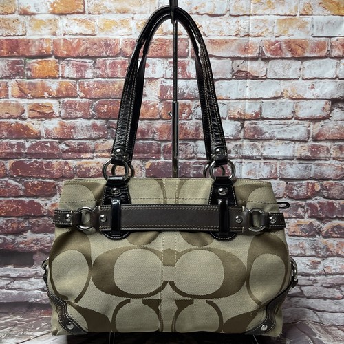 COACH Signature CARLY Medium Brown & Beige Women’s Satchel J0873-13298 ...