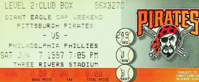 Pittsburgh Pirates Box Seat Ticket Stub (1997) - Three Rivers Stadium ...