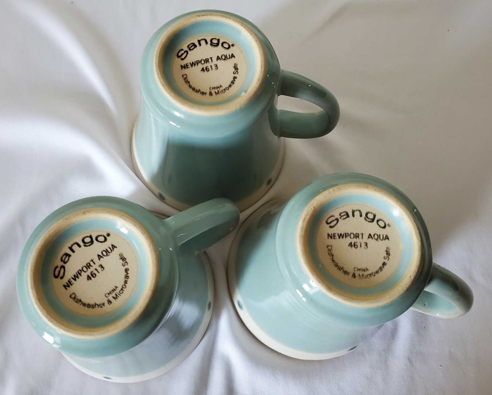 Sango Coffee Cups Mugs Newport Aqua Set of 3 #4613 | eBay