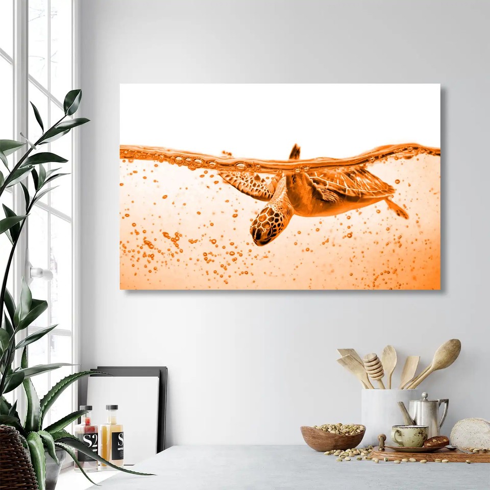 Exploring The Enchanting Sea Turtle Wildlife Orange Canvas Print Large ...