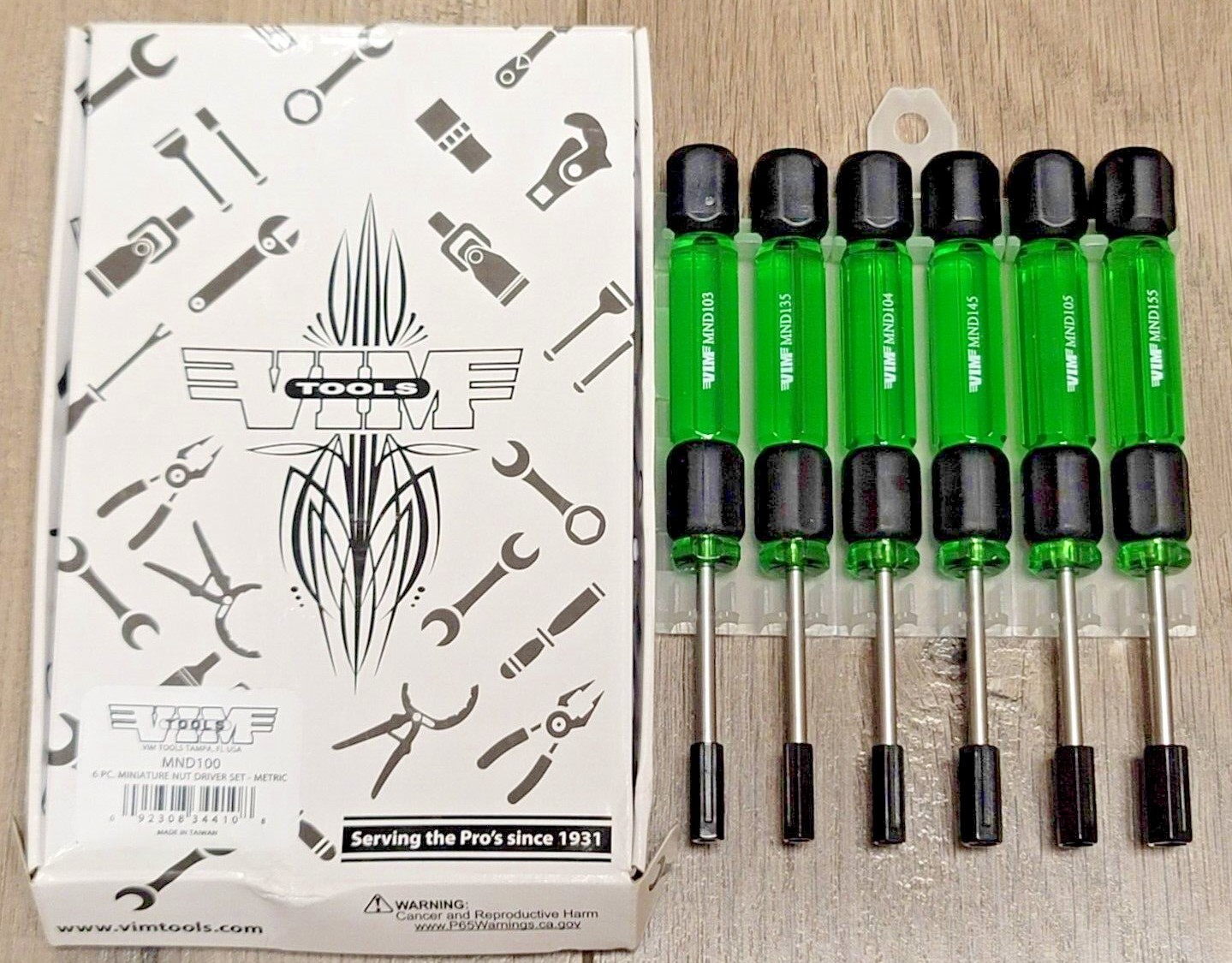 VIM Tools 6pc Miniature Metric Nut Driver Set w/Spinner handle 3 to 5 ...