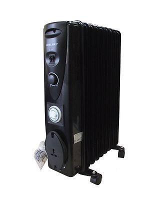 Ultramax 2000W 9 Fin Oil Filled Heater with Adjustable Thermostat and ...