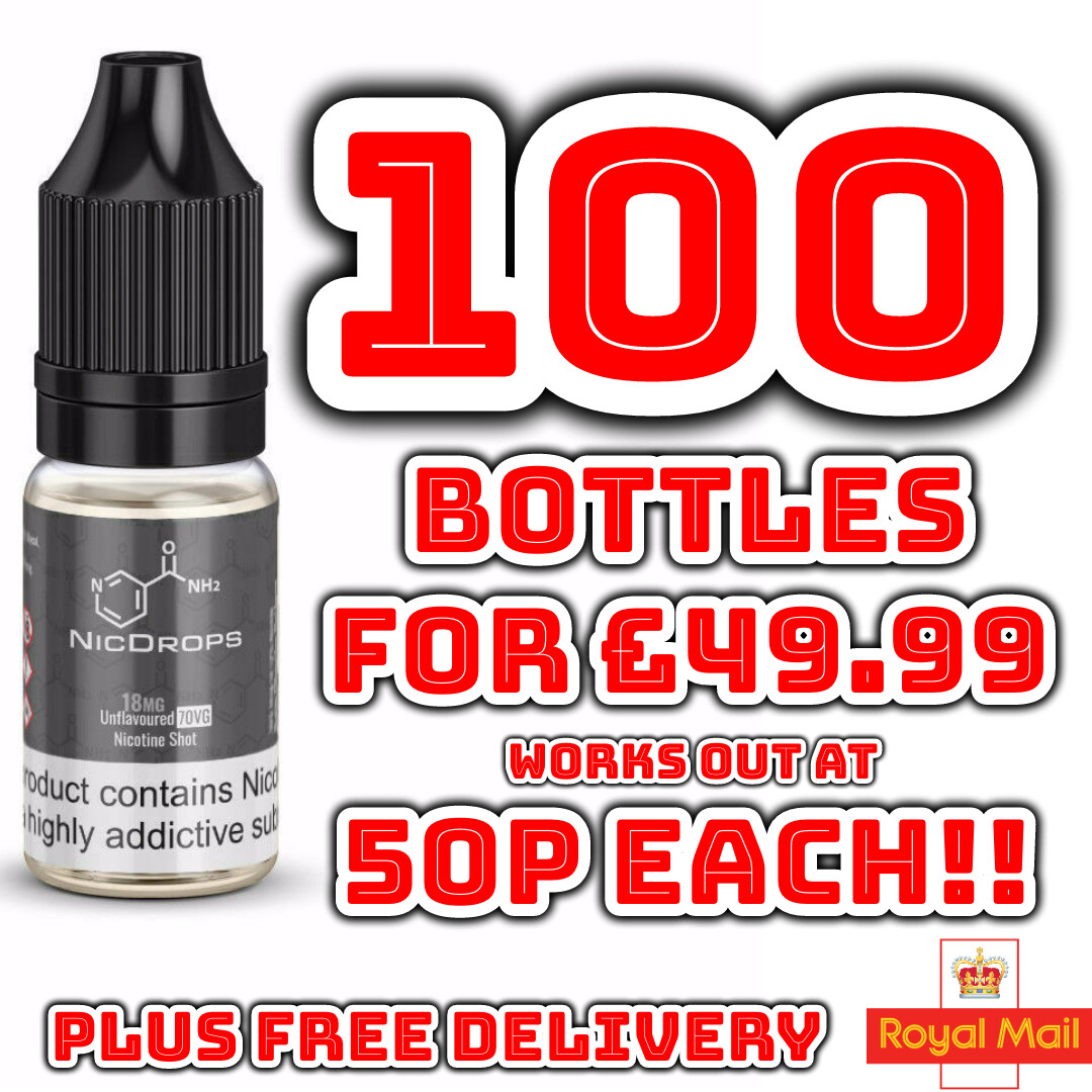 Nicotine Shots Nic ICE Shot Drops | 10ml 18mg | 70VG 100VG | E Liquid ...