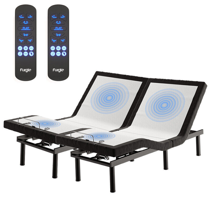 Split King Adjustable Electric Bed Frame Base Massage Wireless Remote ...