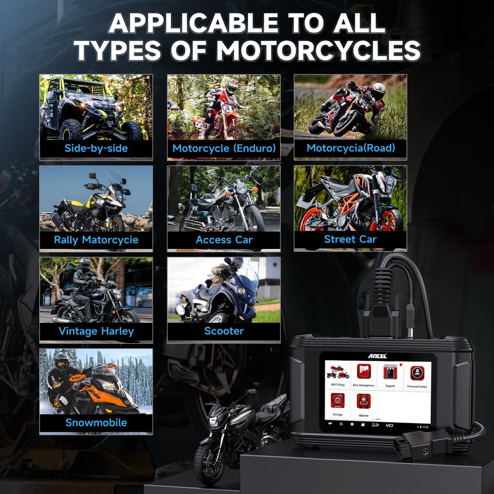 ATV Motorcycle Scanner OBD2 Diagnostic Tool Full System for Harley ...
