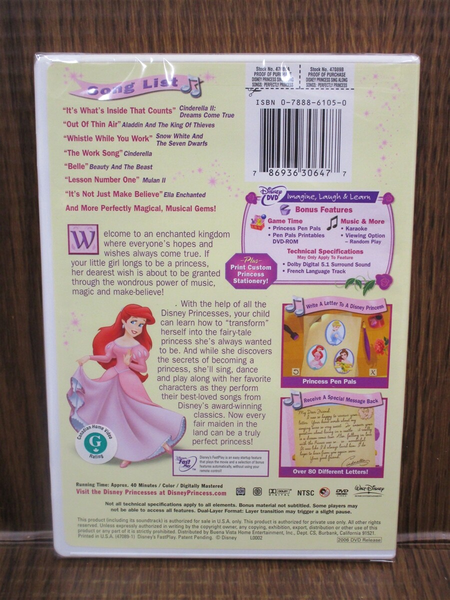 Disney Princess Sing Along Songs Vol. 3: Perfectly Princess (DVD, 2006 ...