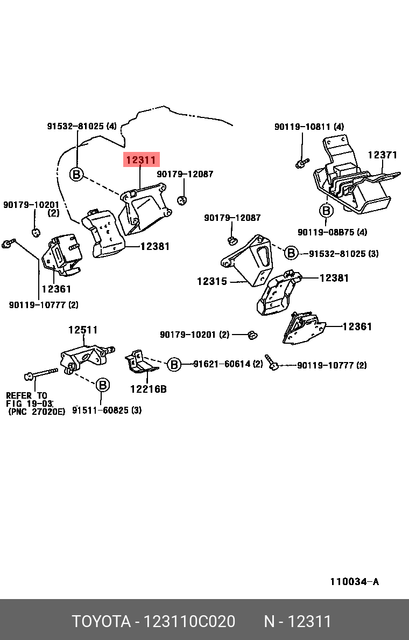 OE bracket engine mounting front no.1 right 123110C020 for TOYOTA 12311 ...