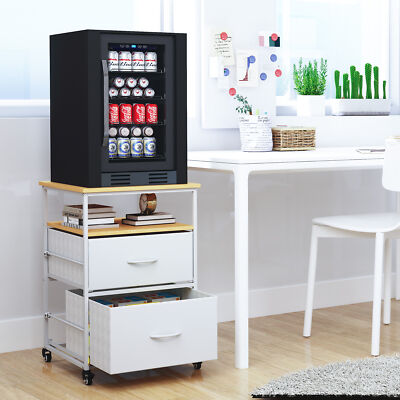 Mini Refrigerator Stand with Wheels&Storage Drawers Beverage Cooler ...