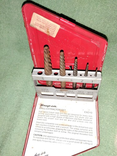 Vintage Snap-On Tools Drill-Extractor Set EXDL 10 Left Hand USA (5 ...