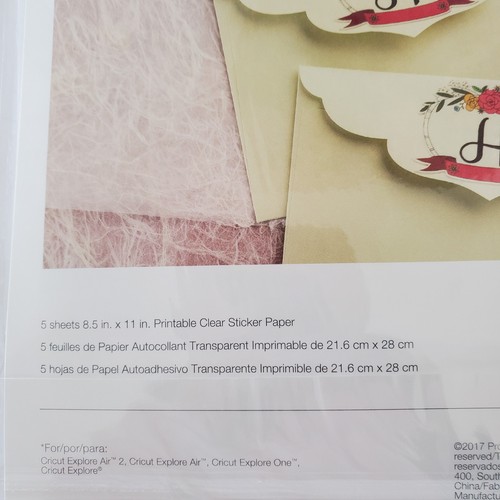 NIP CRICUT Lot Of 4 Printable Clear Sticker Paper 5 Sheets Each 8.5x11 ...