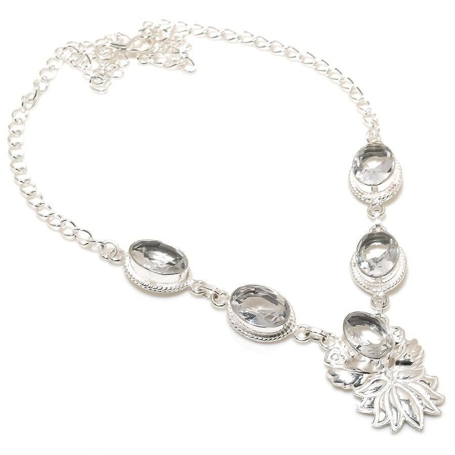 White Topaz Gemstone Handmade 925 Sterling Silver Jewelry Necklaces Sz ...