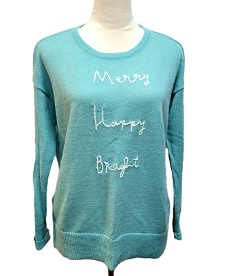 Ann Taylor LOFT Merry Happy Bright New Year Sweater Mohair Wool Blend ...