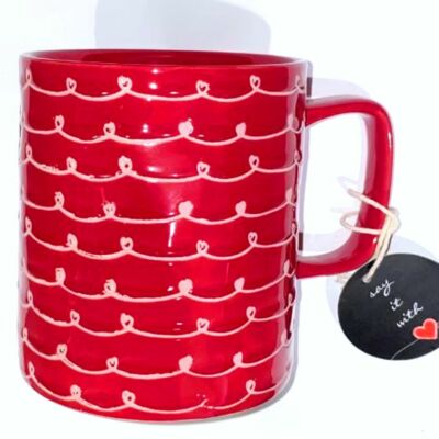 Global Designs Red Pink HEARTS Valentine's Day Ceramic Coffee Tea MUG ...