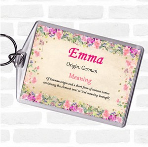 Emma Name Meaning Bag Tag Keychain Keyring Floral | eBay