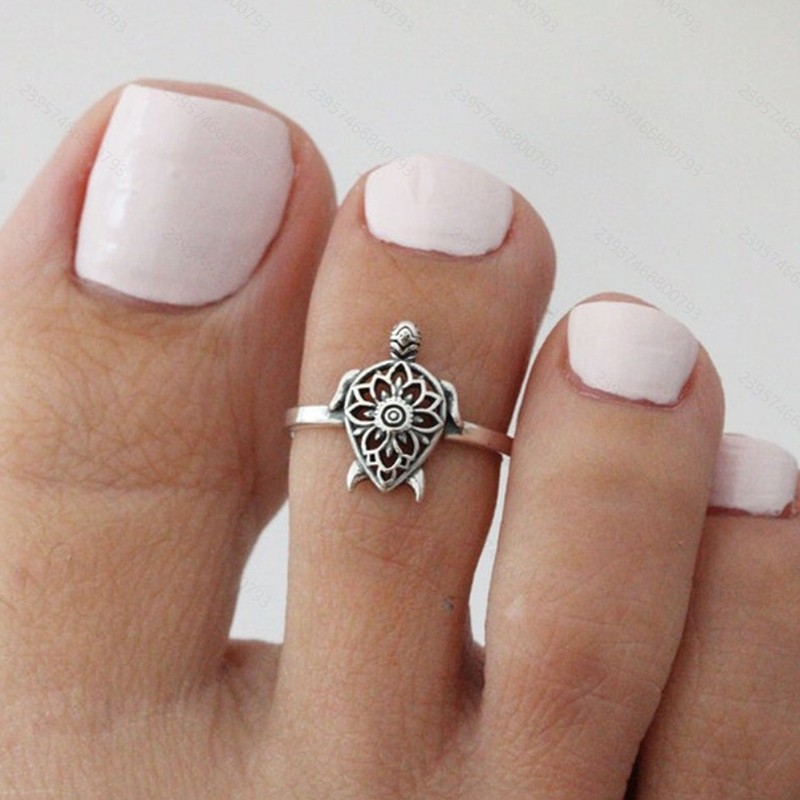 Sea Turtles Adjustable Open Foot Rings For Women Boho Beach Toe Wear ...