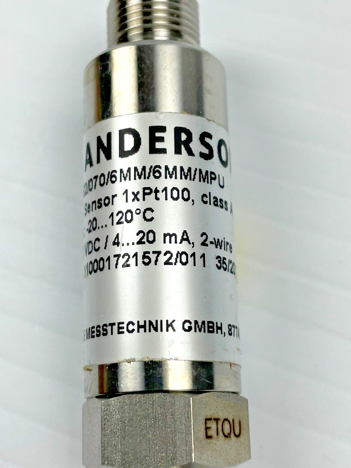 Anderson Negele TFP-162/070/6MM/6MM/MPU Temperature Sensor, Pt100, -20 ...