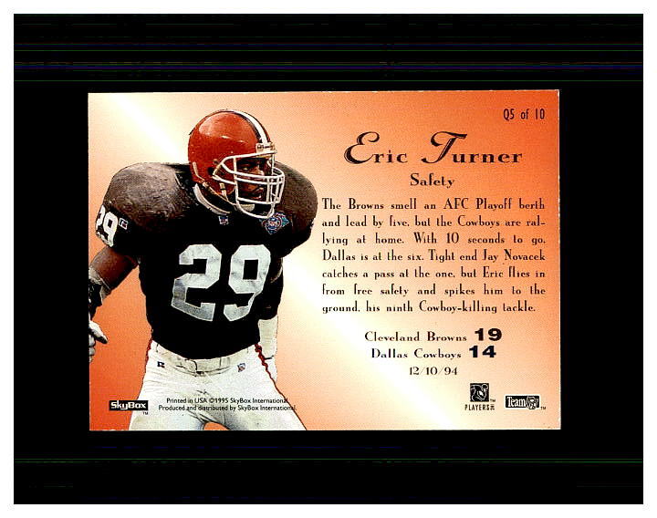 1995 SkyBox Premium Quickstrike Cleveland Browns Football Card #Q5 Eric ...