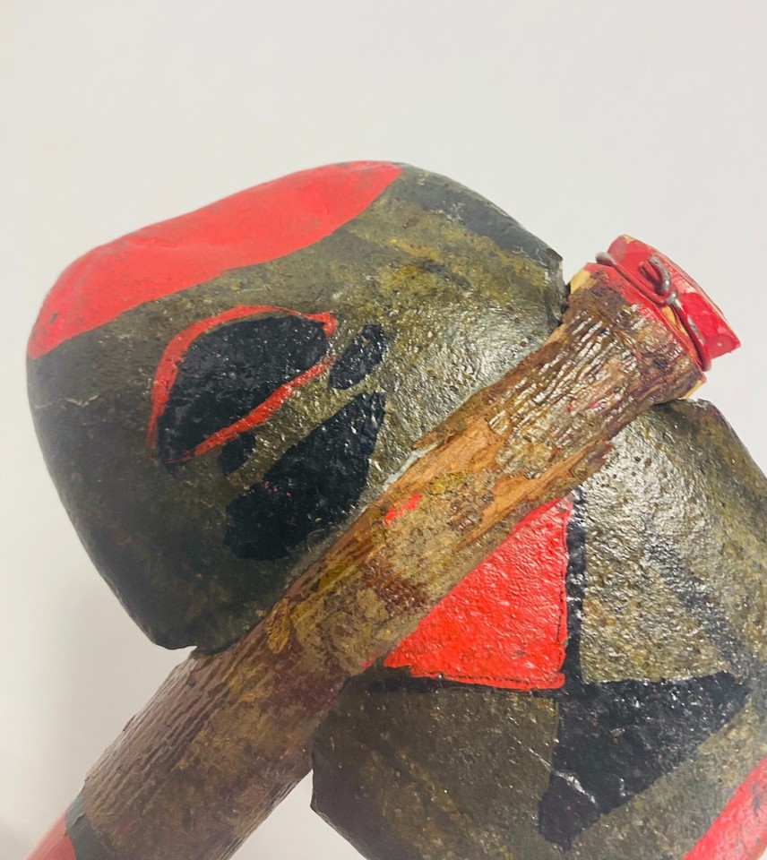 Rare Unique Vintage Native American US Wood & Stone Painted Tomahawk ...