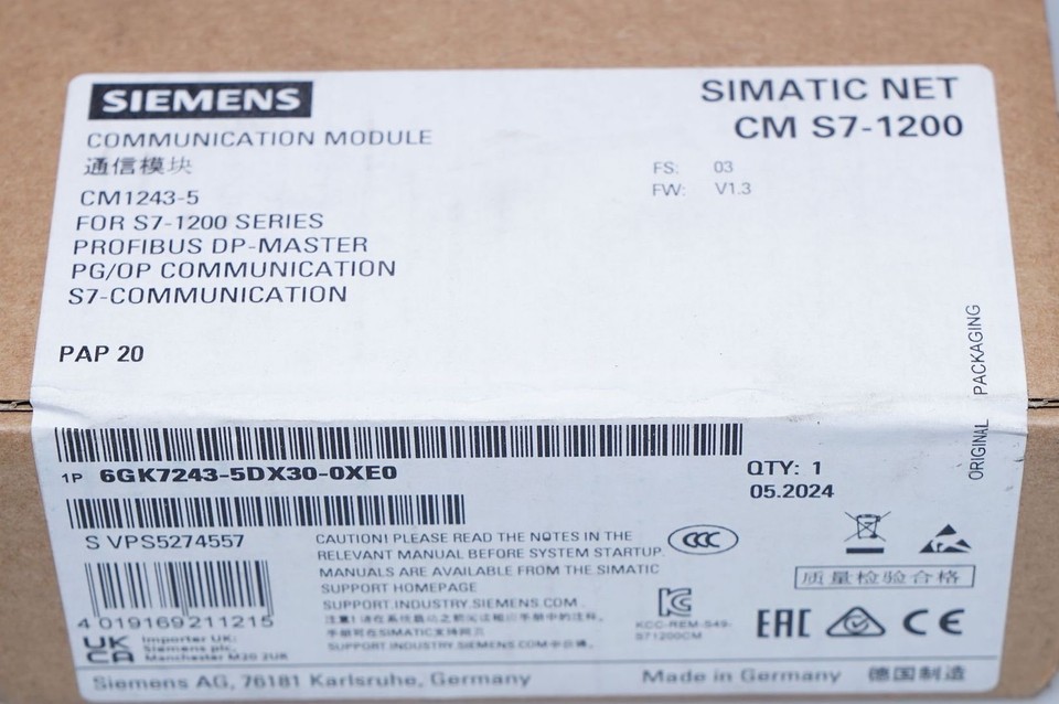 Siemens CM 1243-5 Module de Communication 6GK7243-5DX30-0XE0 Scellé ...