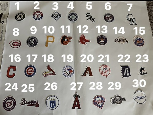 30 Teams MLB Team Logo Decal Stickers Baseball CHOOSE YOUR TEAM (USA ...