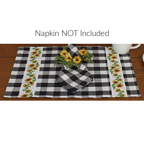 New Country Farmhouse WHITE BLACK CHECK SUNFLOWER PLACEMAT Table Mat 19 ...