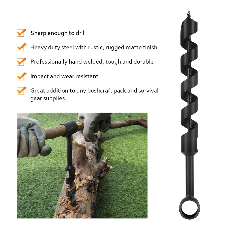 1”x12” Scotch Eye Wood Auger Drill Bit Hand Auger for Bushcraft ...