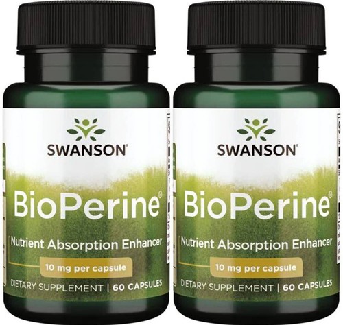 120 Caps 2X Swanson BioPerine 10mg (95% Piperine) Nutrient Absorption ...