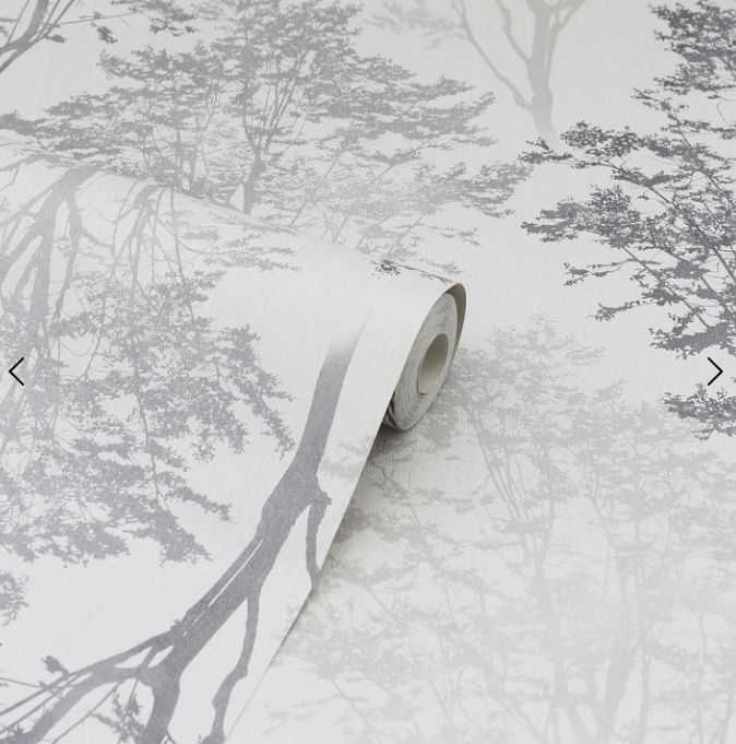 ARTHOUSE WILDWOOD MONO TREES PASTE THE PAPER WALLPAPER GLITTER FINISH ...