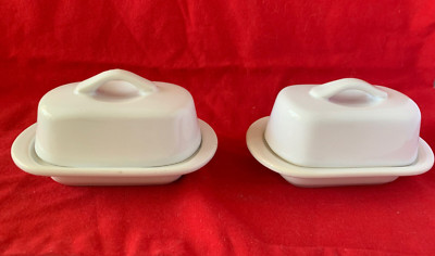 Chantal Mini Butter Dish, Set of Two - White 1/2 Stick Dish - Crate ...