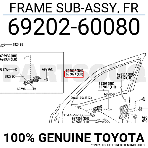6920260080 Genuine Toyota FRAME SUB-ASSY, FR 69202-60080 | eBay