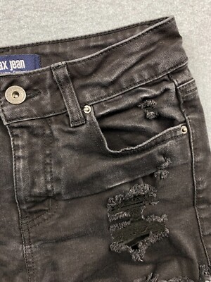 WAX JEAN Women's Size XS w24 Black Denim Distressed Cut-off Jean Shorts | eBay