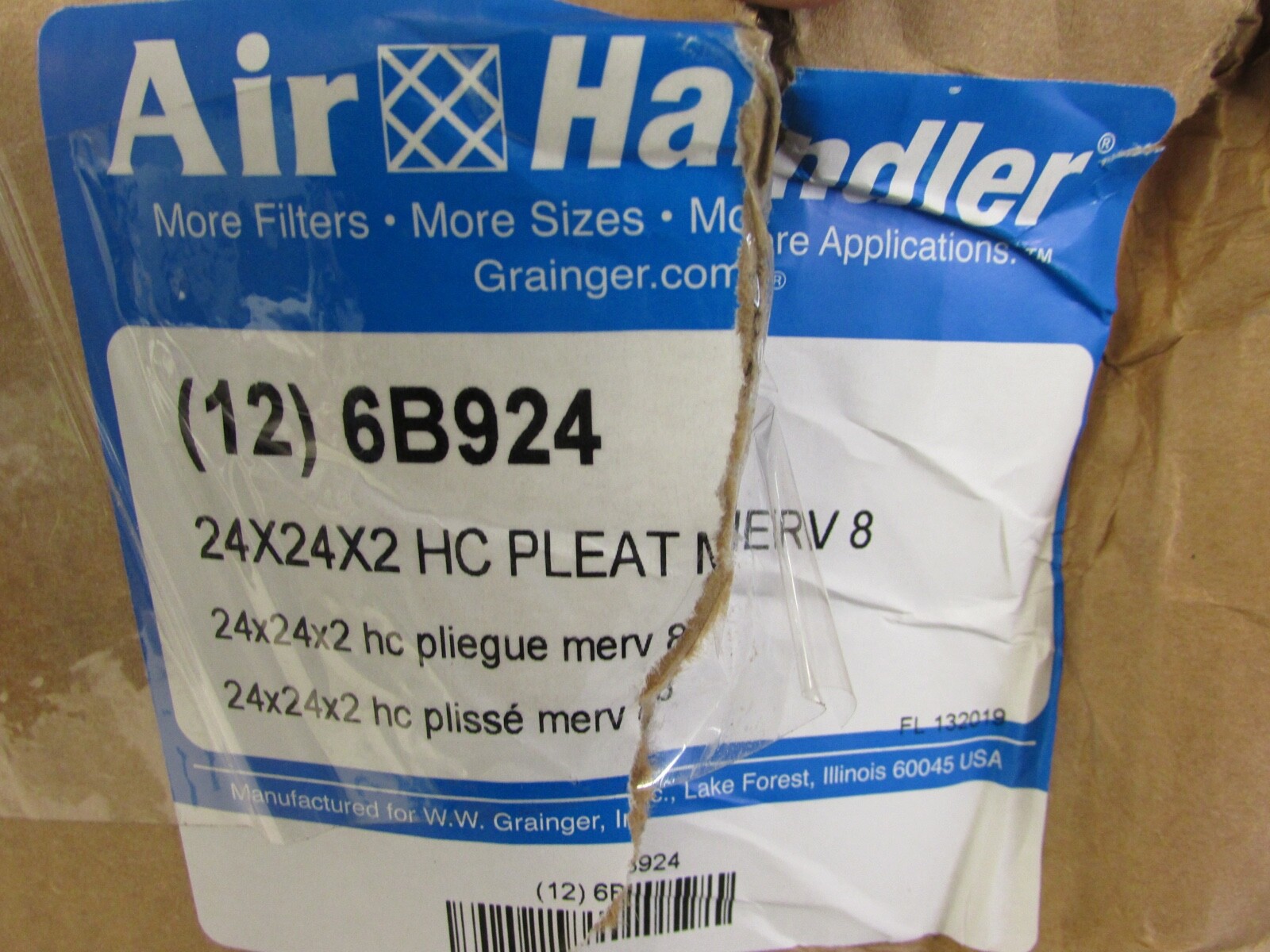 LOT of (12) AIR HANDLER SYNTHETIC FURNACE AIR FILTERS, 24" x 24" x 2 ...