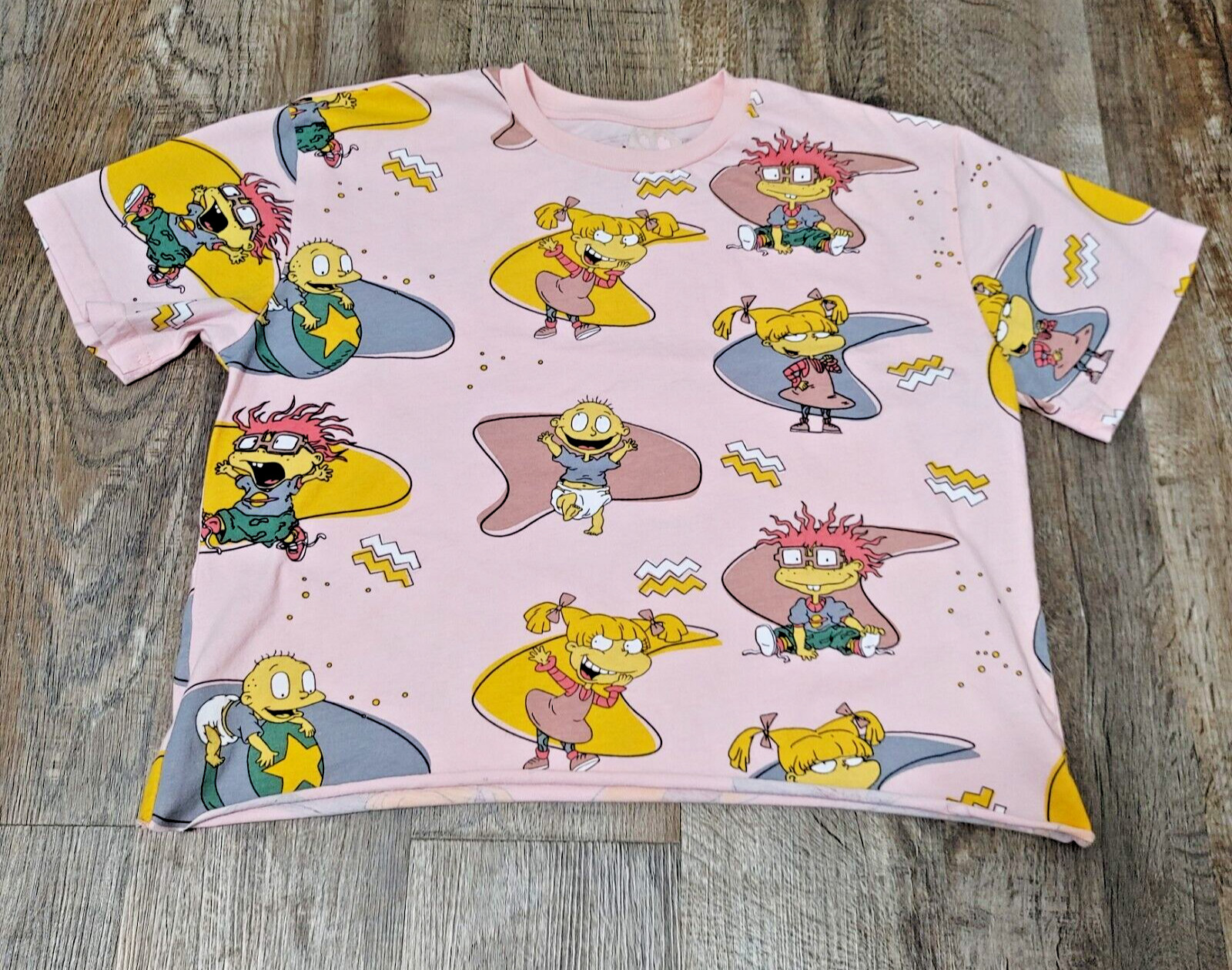 Women's NICKELODEON RUGRATS ALL OVER PINK T-SHIRT SIZ… - Gem