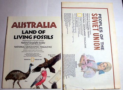 2 National Geographic Maps Australia Fossils People of Soviet Union EUC ...
