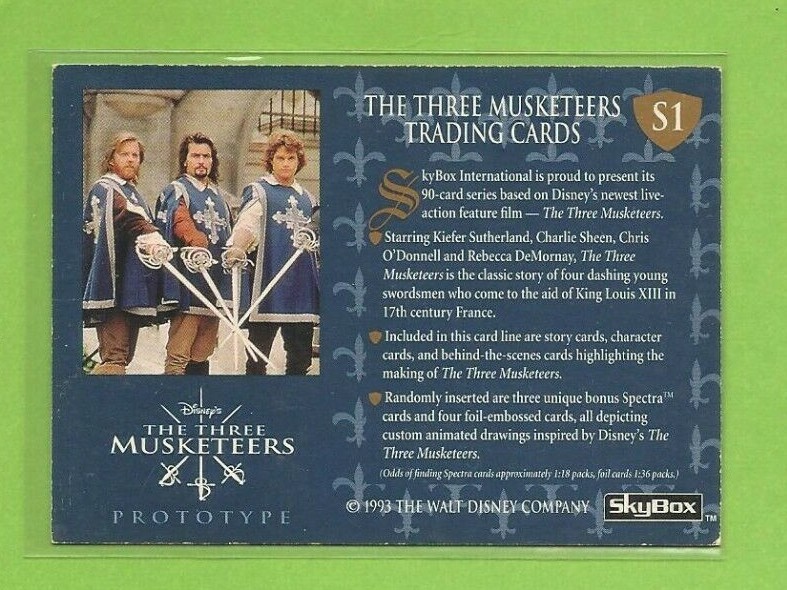 Promo Card Prototype The Three Musketeers Disney 1993 Skybox S1 | eBay