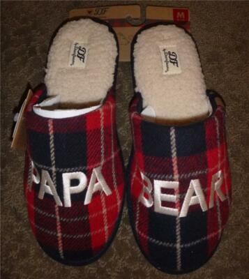 Mens Dearfoams *PAPA BEAR Scuff Slippers Size 7/8 9/10 13/14 NWT Navy ...