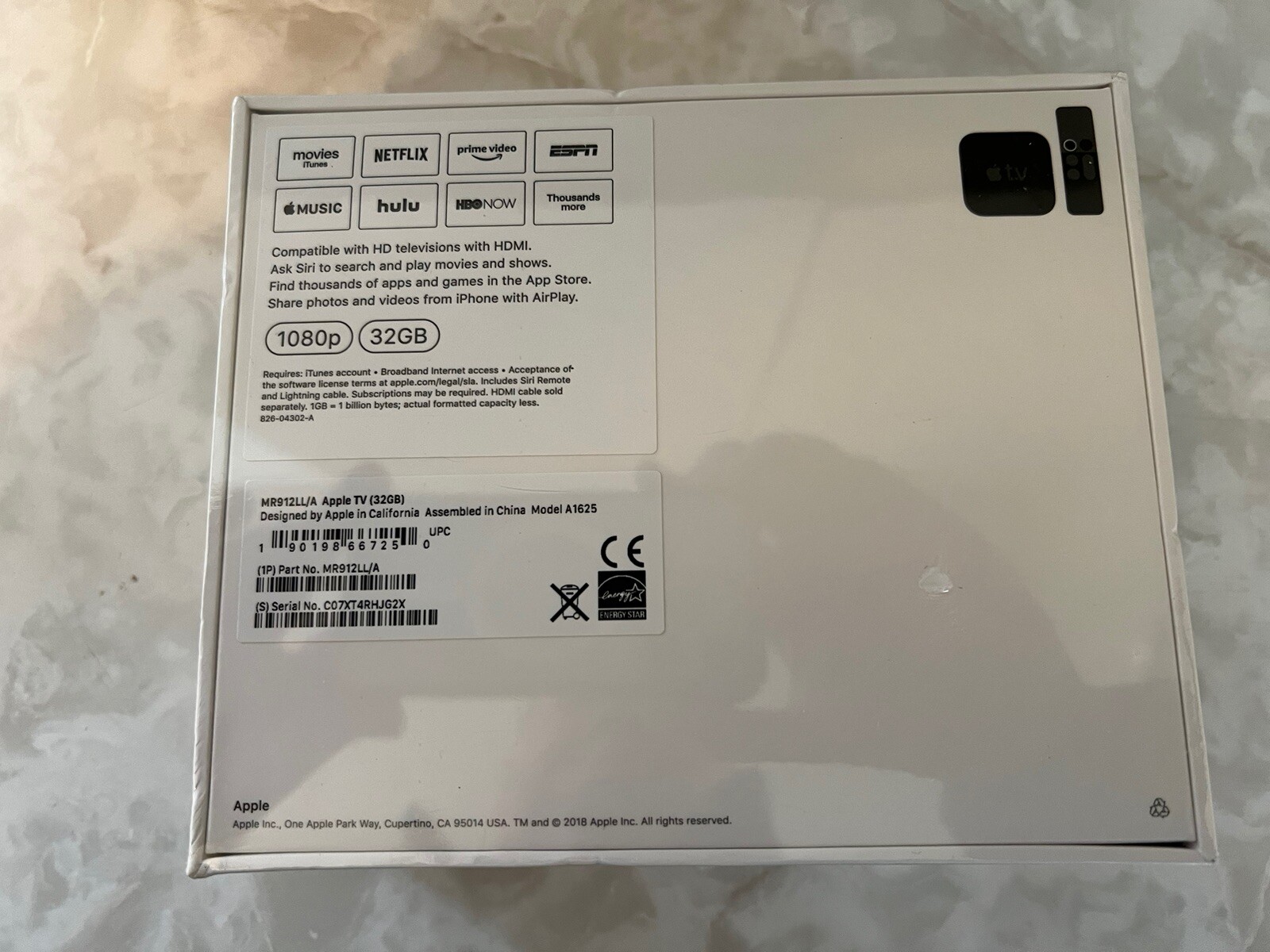 Apple TV (4th Generation) 32GB HD Media Streamer A1625 (MR912LL/A) New ...