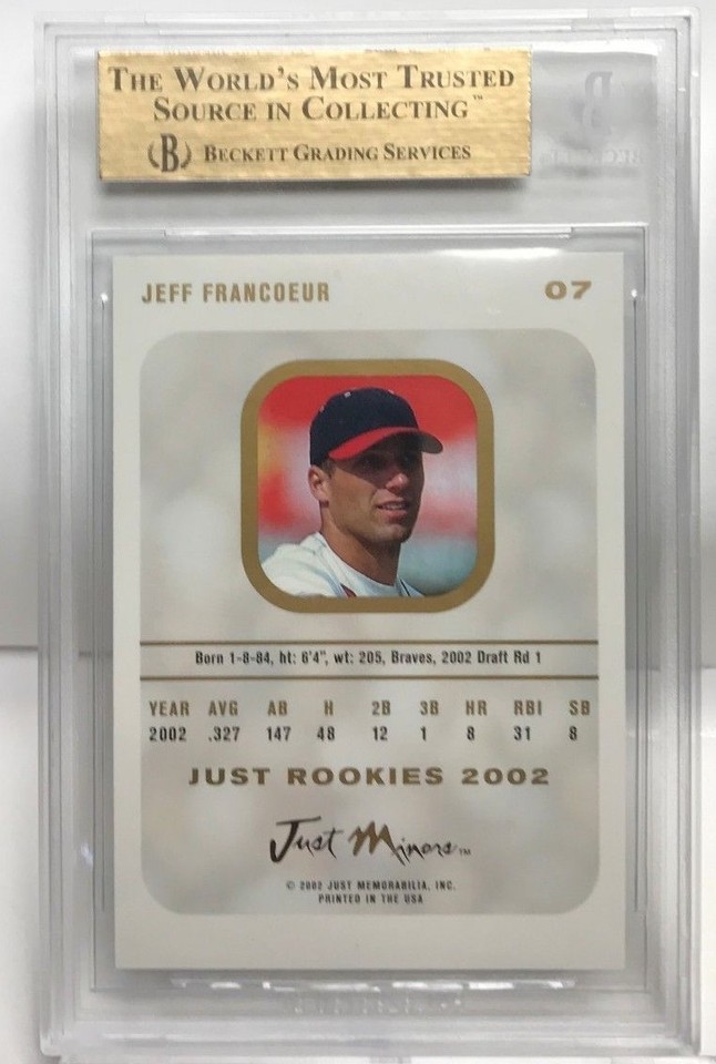 Jeff Francoeur 2002 Just Rookies RC Prospect #7 - BGS 9.5 Gem Mint ...