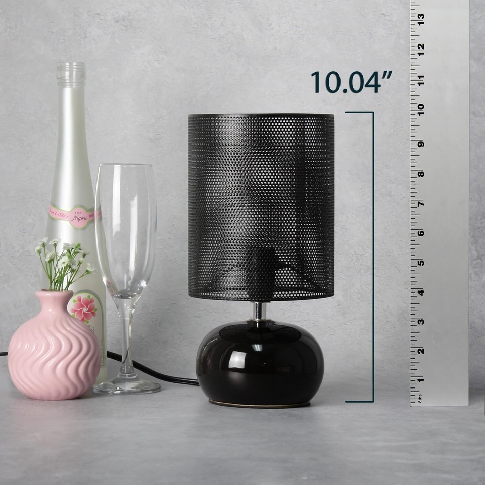 Simple Designs LT2130-BLK 10.04" Mesh Around Bedside Mini Ceramic Table ...