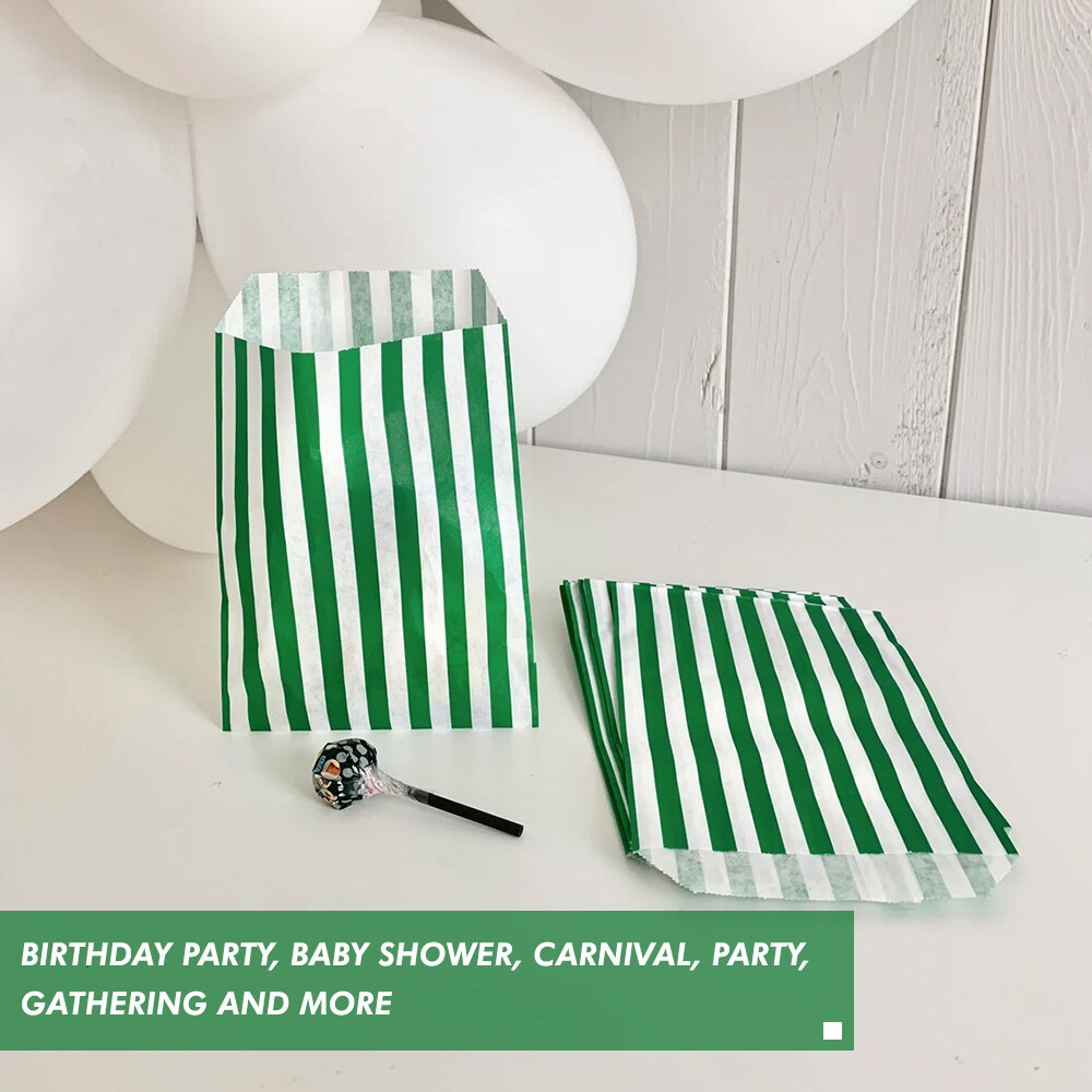 100 Paper Striped Candy Bags Assorted Christmas Sweet Bag for Buffet ...