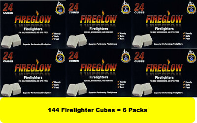 Fireglow 144 Firelighters in 6 Packs cube Hotspots Burners Fire ...