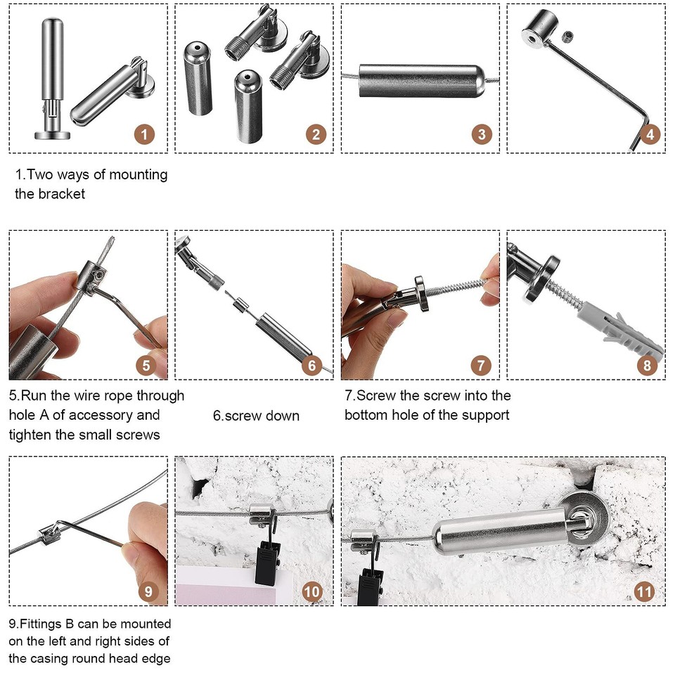 4 Set 196 Inch Wire Curtain Rod Room Divider Wire Curtain Hanging ...