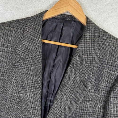 Mens 42R HICKEY FREEMAN Brown/Beige Check Wool/Silk Blazer Sport Coat ...