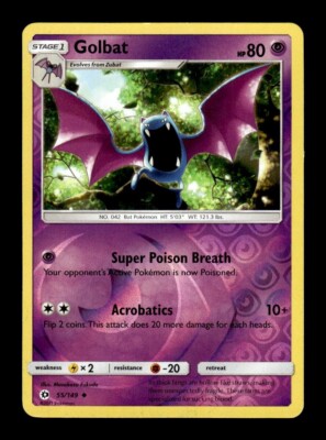 Pokemon Sun & Moon Golbat 55/149 Reverse Holo | eBay