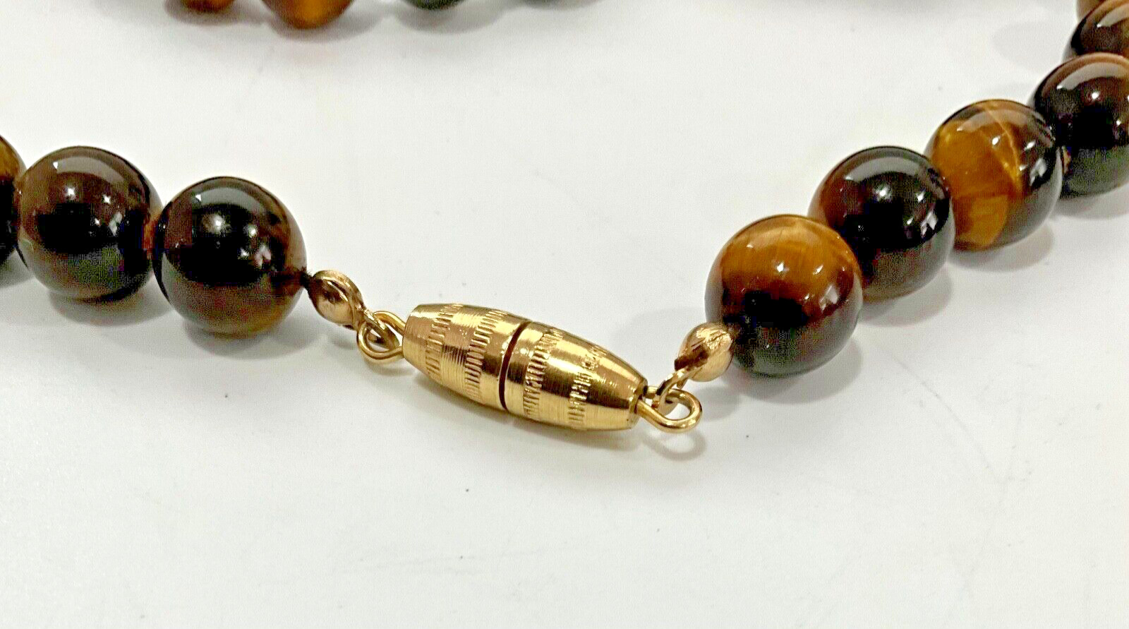 Vintage Single Strand Tigers Eye Beaded Necklace - Gem