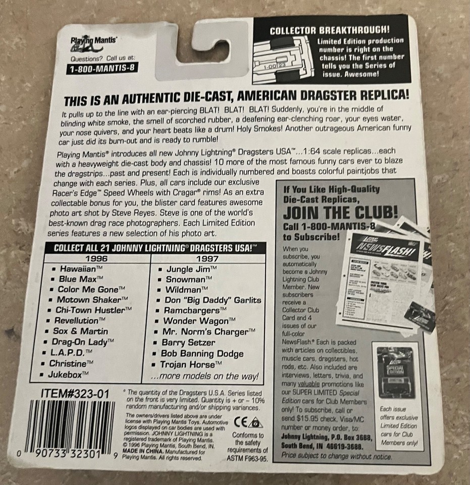 Johnny Lightning Dragsters USA Series 1 "BIG DADDY" Don Garlits Dark ...